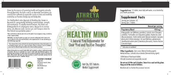 Healthy Mind Tablets | Natural Mind Rejuvenator | Athreya Herbs