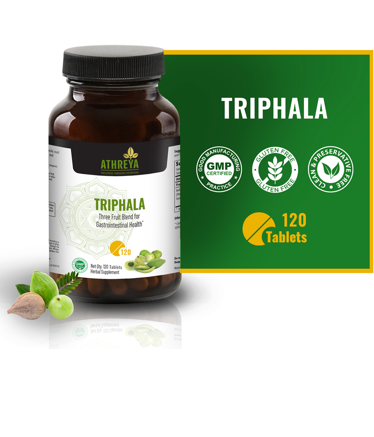 Triphala Tablets | Gastrointestinal Toxin Removal | Athreya Herbs