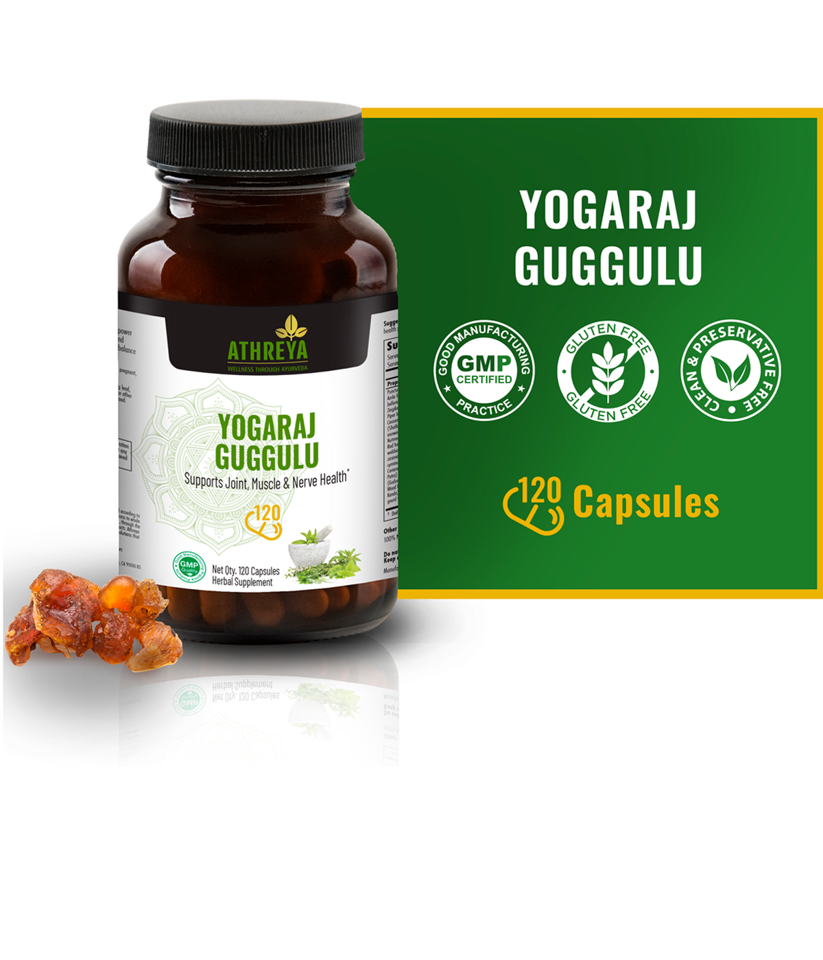 Yogaraj Guggulu Capsules | Joint, Muscle, & Nerve Health | Athreya Herbs