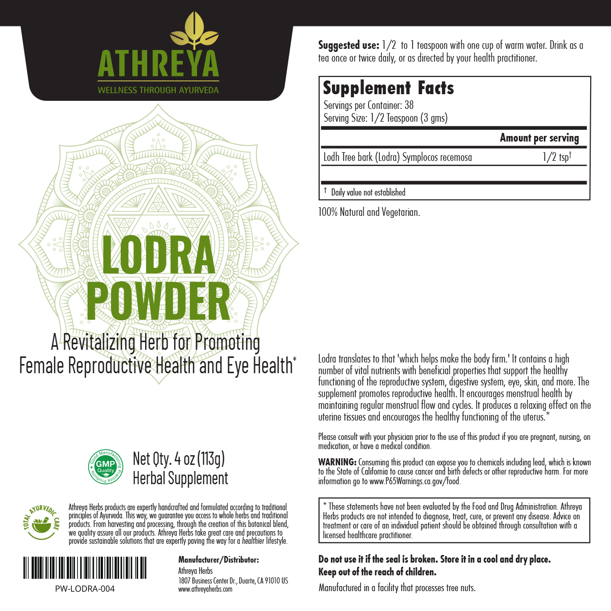 Lodra Powder | Ayurvedic Supplement for Promoting Reproductive Health ...