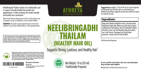 Healthy Hair Oil (Neelibringadhi Thailam) | Athreya Herbs