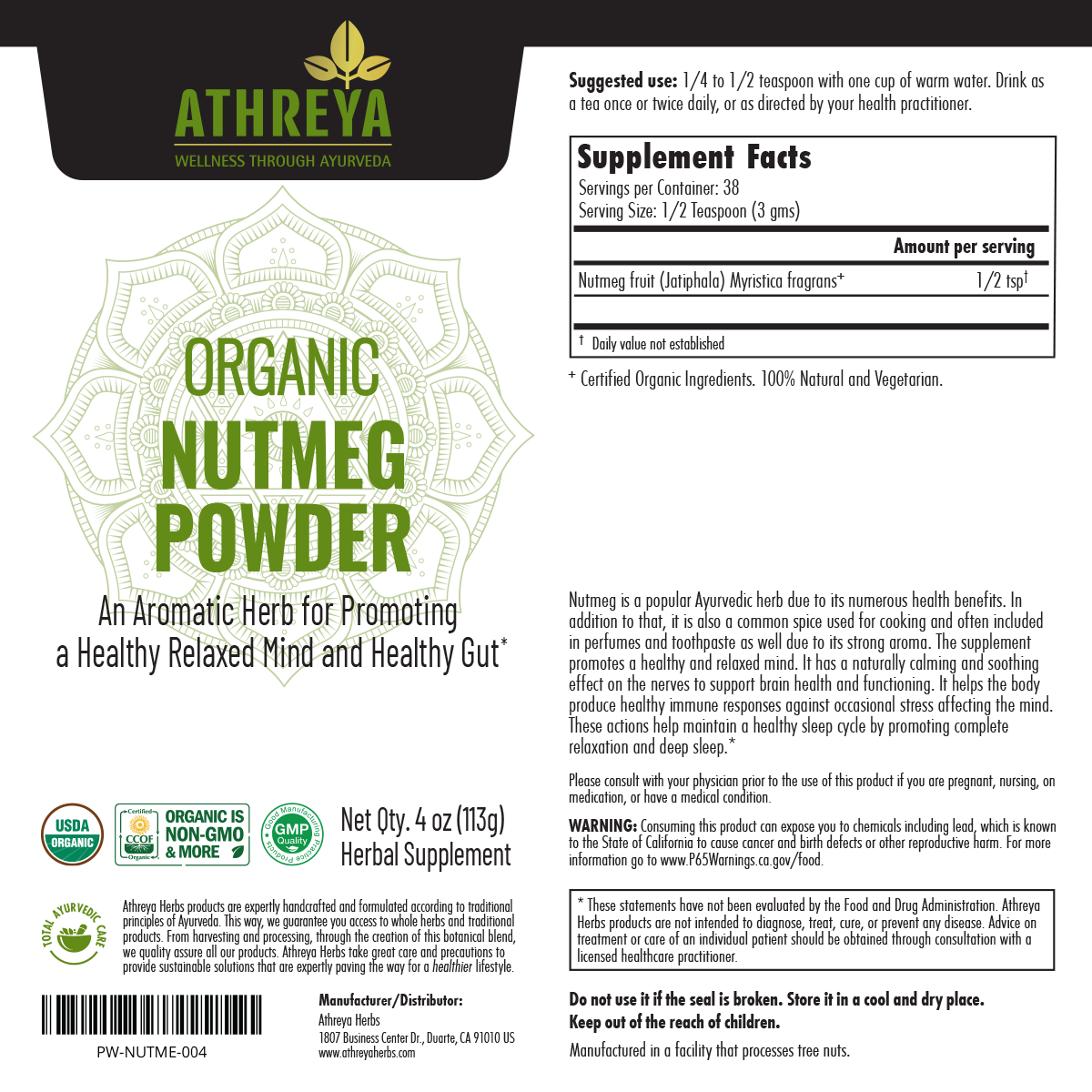 Nutmeg Powder | Ayurvedic Supplement for Promoting a Relaxed Mind ...