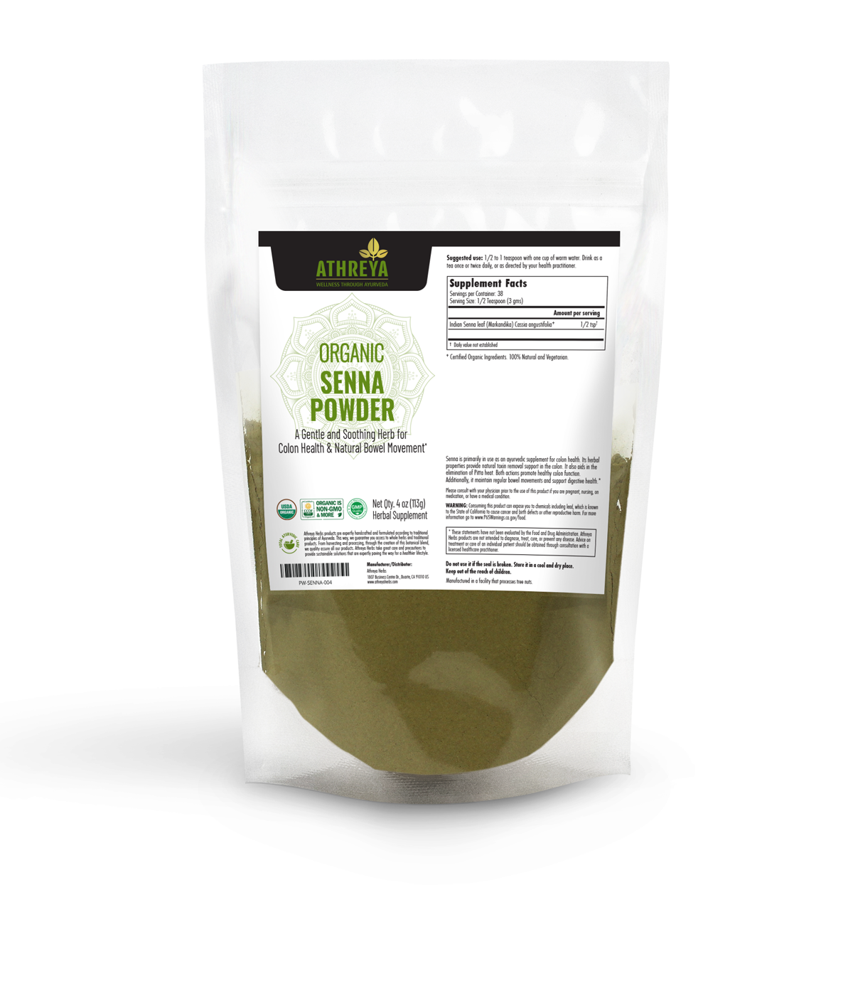 Senna Powder| Ayurvedic Supplement for Colon Health| Athreya Herbs